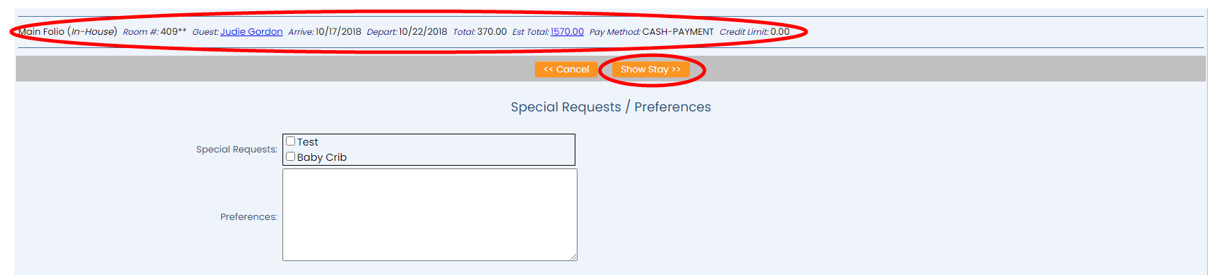 Special Requests and Preferences